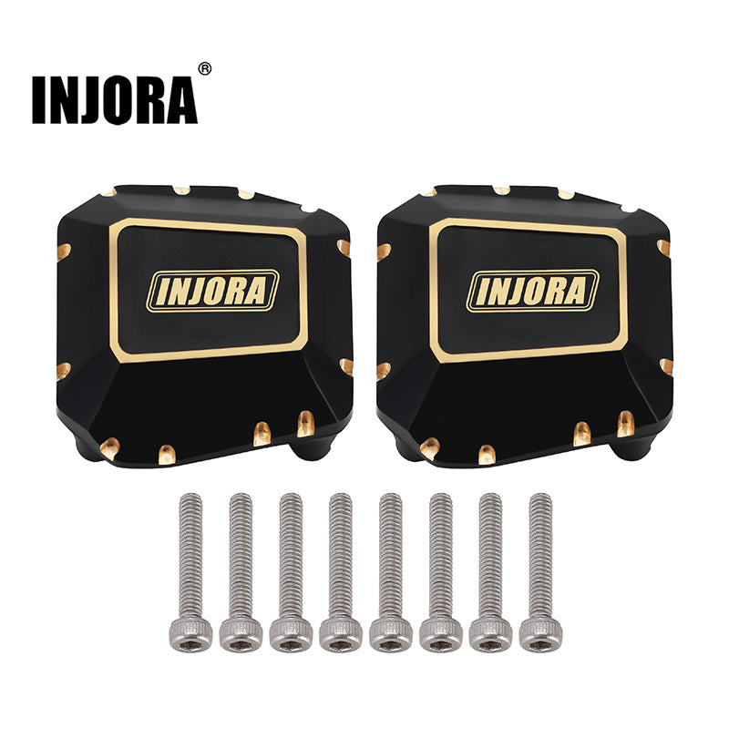 INJORA 2pcs 38g Black Brass Diff Covers for 1/10 SCX10 PRO & SCX10 III
