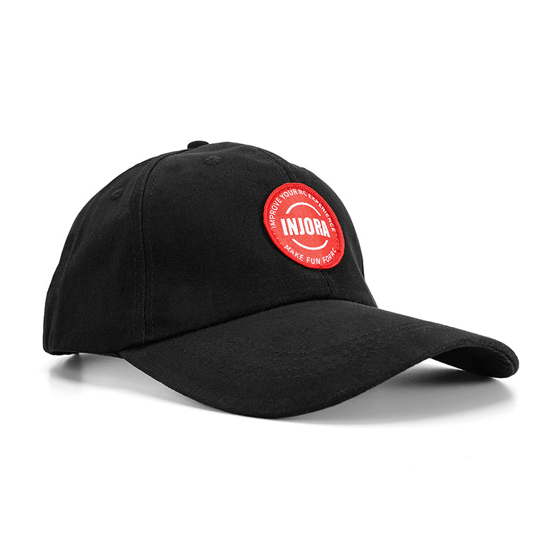 INJORA Logo Adjustable Cotton Hat, Black and Red