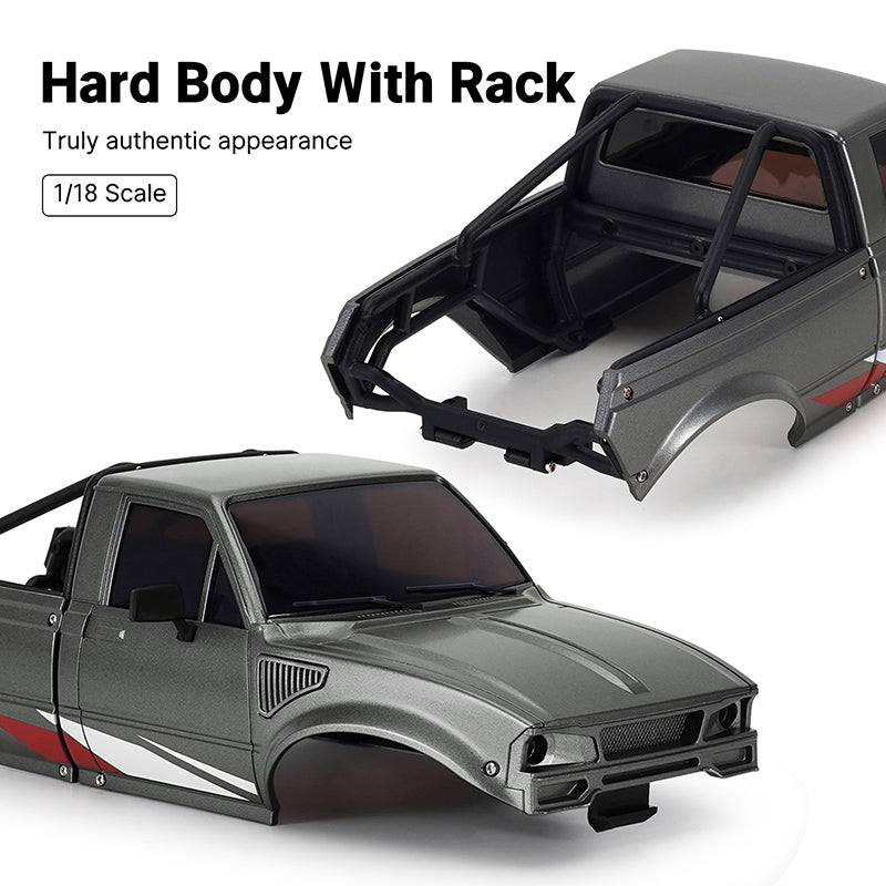 INJORA IR60 Pickup Hard Body with Bed Rack for 1/18 TRX4M Defender Bro