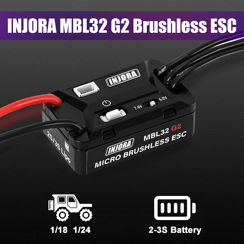 INJORA MBL32 G2 Waterproof Micro Brushless ESC for 1/18 TRX4M Ascent18