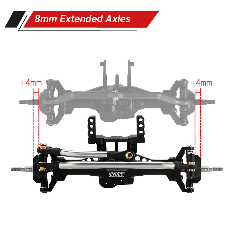 INJORA +4mm Aluminum Axles with Lay Down Servo Mount & Links for 1/18