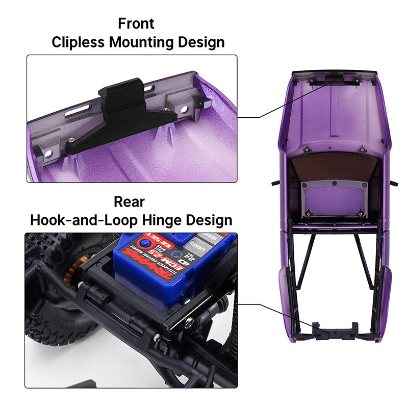 INJORA IR60 Pickup Hard Body with Bed Rack for 1/18 TRX4M Defender Bro