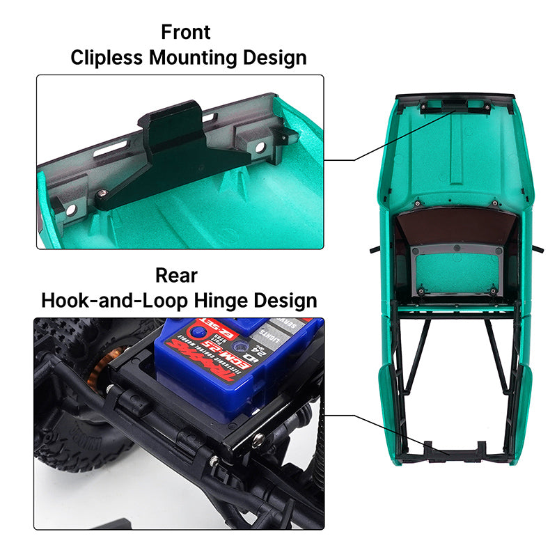 INJORA IR60 Pickup Hard Body with Bed Rack for 1/18 TRX4M Defender Bro