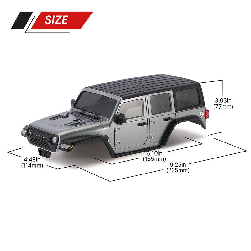 INJORA ABS Hard Top Body with Bumpers for 155mm 1/18 TRX4M Bronco Defe