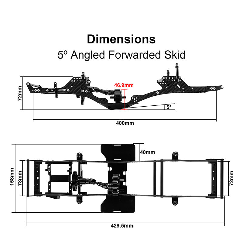 INJORA Front Mounted Transmission LCG Carbon Fiber Chassis Kit for 1/1