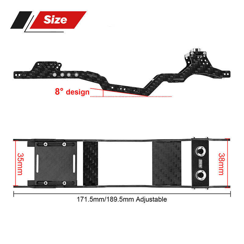 INJORA Universal LCG Carbon Fiber Chassis Frame Kit for 1/24 SCX24