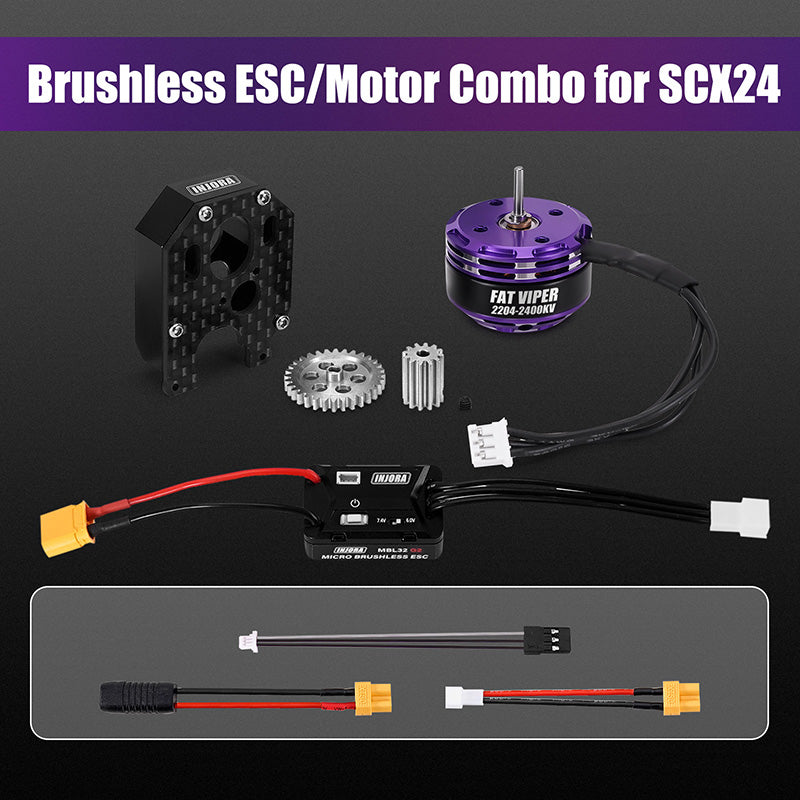 INJORA MBL32 G2 Waterproof Brushless ESC & 2204 Fat Viper Motor for 1/ ...