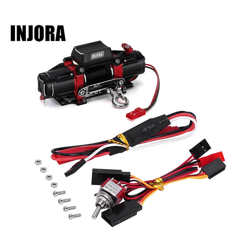 INJORA Dual Motor Winch with CH3 Control Line & Switch for 1/10 RC Cra
