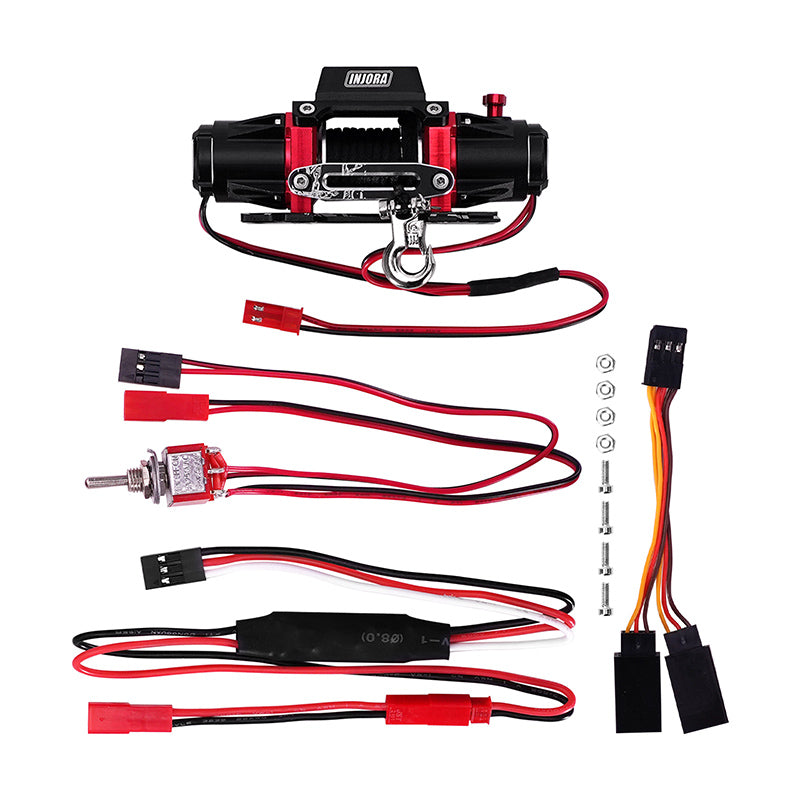 INJORA Dual Motor Winch with CH3 Control Line & Switch for 1/10 RC Cra