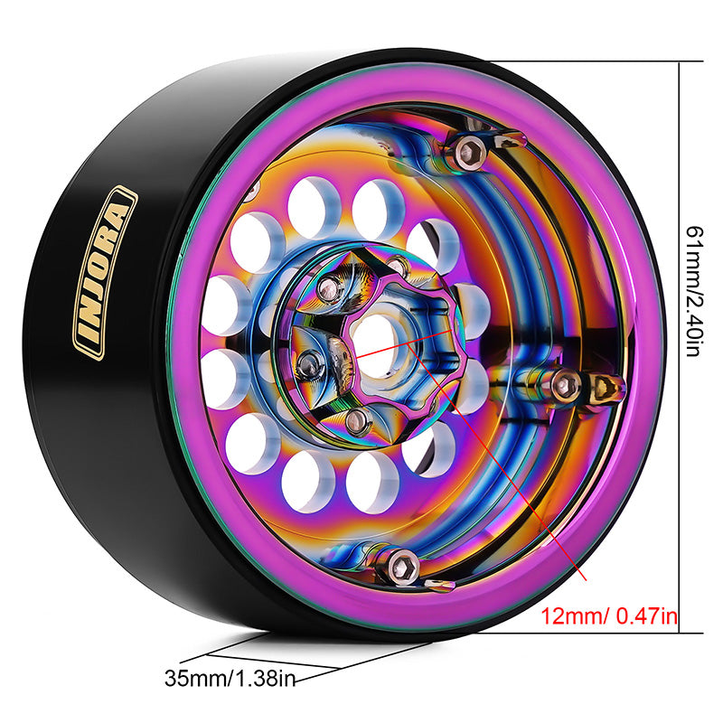 INJORA 2.2" Super Heavy 224g/pcs Brass & Aluminum Deep Dish Wheels for
