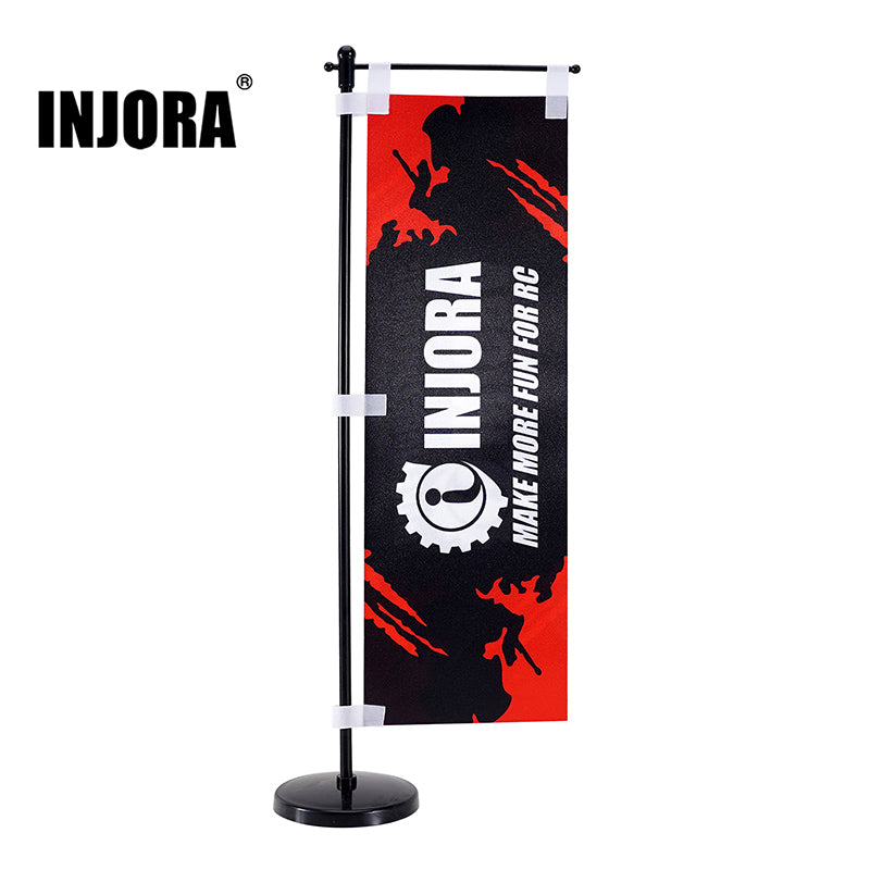 INJORA 1/10 37cm Table Top Banner LOGO Brand Display Flag with Stand