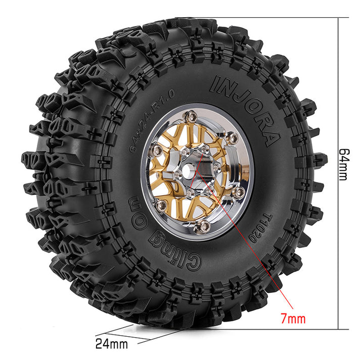 INJORA 1.0" 64*24mm -4.4mm Offset ModuWheel Set for Micro Crawlers (4)