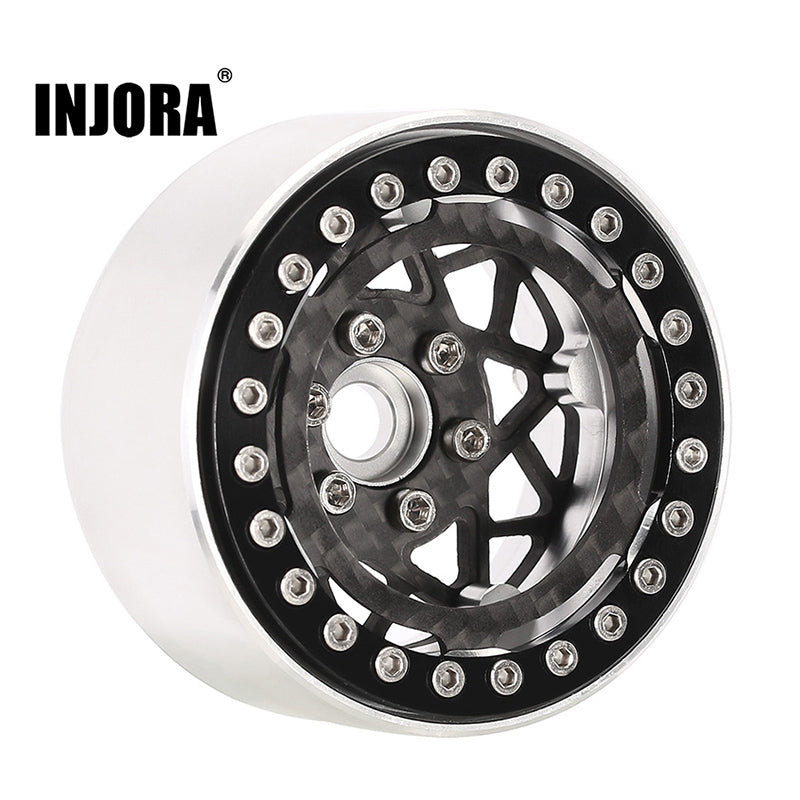 INJORA Carbon Fiber Aluminum Negative Offset 10mm 1.9" Beadlock Wheels