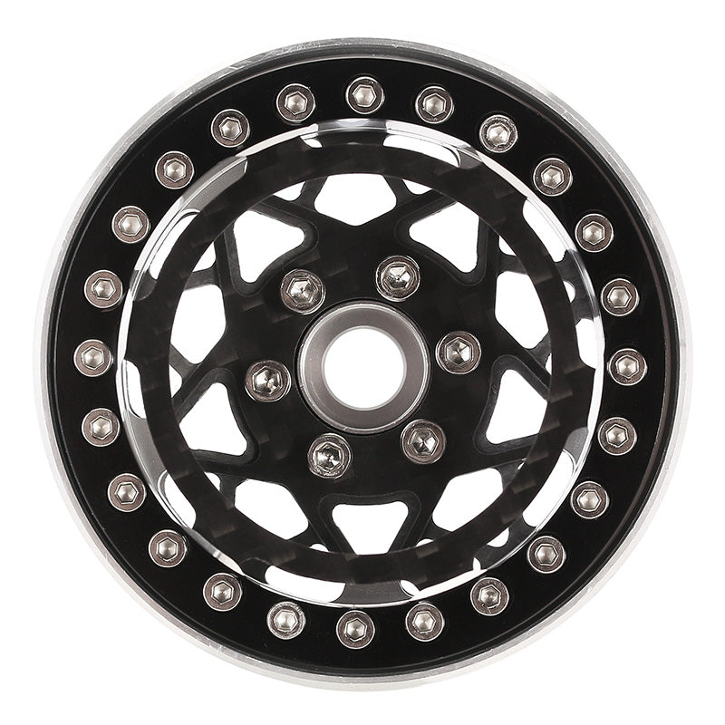 INJORA Carbon Fiber Aluminum Negative Offset 10mm 1.9" Beadlock Wheels