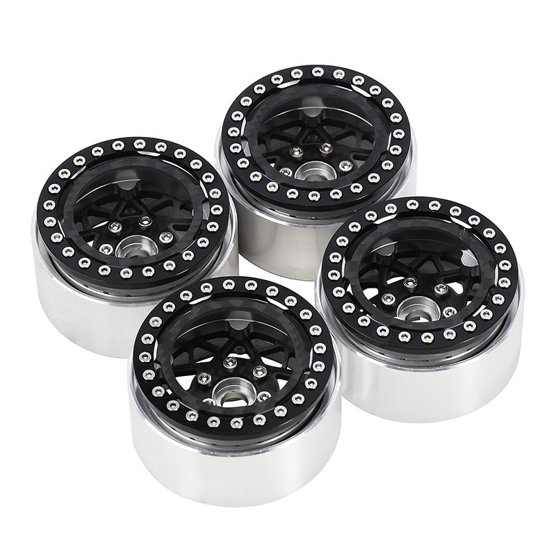 INJORA Carbon Fiber Aluminum Negative Offset 10mm 1.9" Beadlock Wheels
