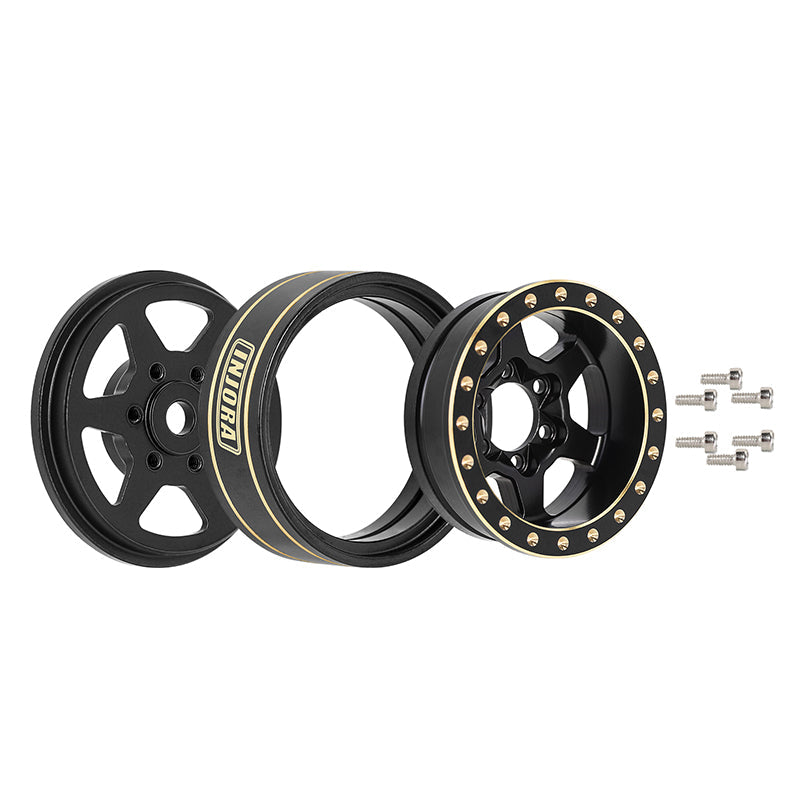 INJORA 1.0 Plus 6-Spoke Brass Beadlock Wheels 42g/pcs offset -3.75mm f