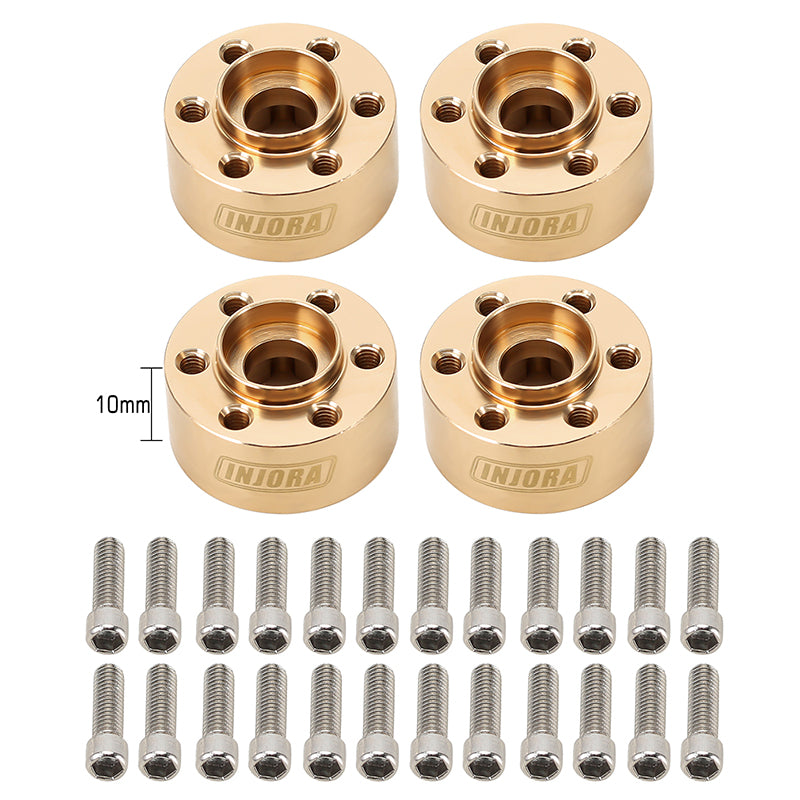 INJORA 12mm Heavy Brass Wheel Hex Hub Extenders Adapters for 1.9 2.2 B