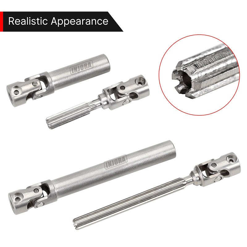 INJORA Stainless Steel Drive Shafts with D Shaped Hole For SCX24 Jeep