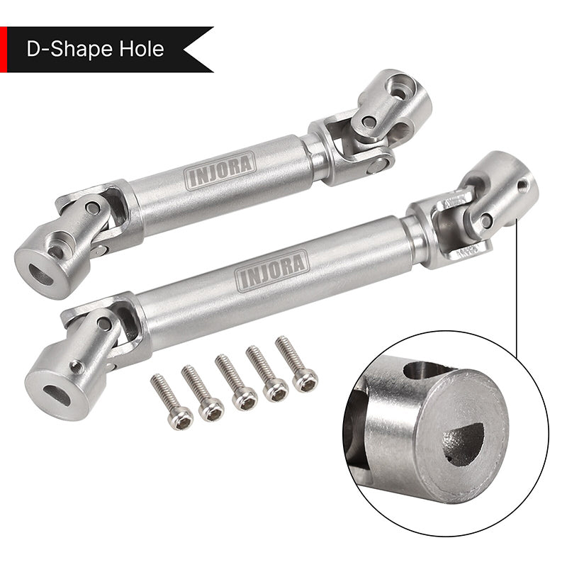 INJORA Stainless Steel Drive Shafts with D Shaped Hole for SCX24 C10 J