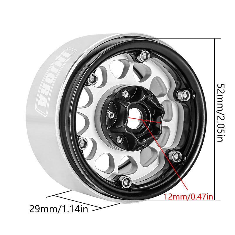 INJORA 1.9" Negative Offset 10.4mm Deep Dish Beadlock Wheel Rim for 1/