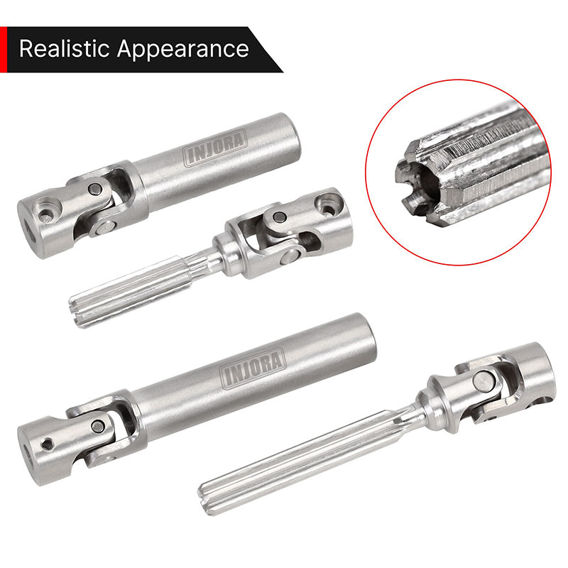 INJORA Stainless Steel Drive Shafts with D Shaped Hole for SCX24 C10 J
