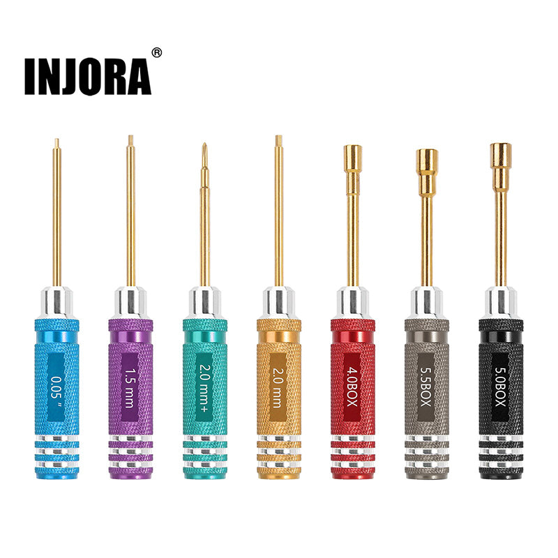 INJORA 7 Colors Short Handle Hex Screwdriver Nut Driver Tool Kit for 1