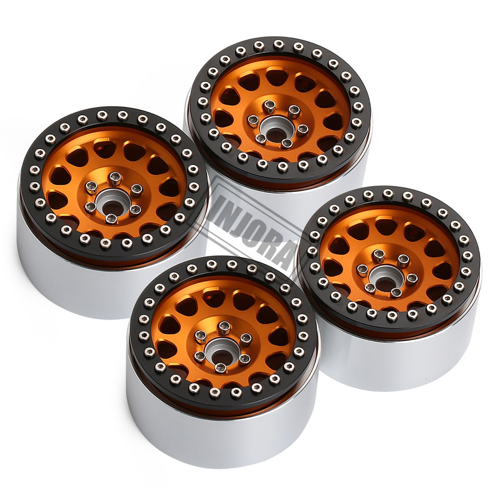 INJORA 4PCS 2.2" Aluminum Beadlock Wheel Rims for 1/10 RC Crawler