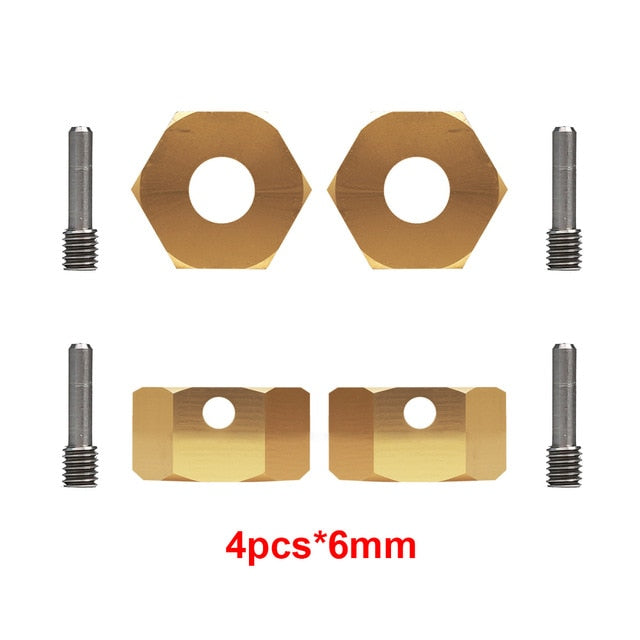 INJORA 4PCS 12mm Heavy Brass Wheel Hex Hub Extenders for Axial SCX10 I